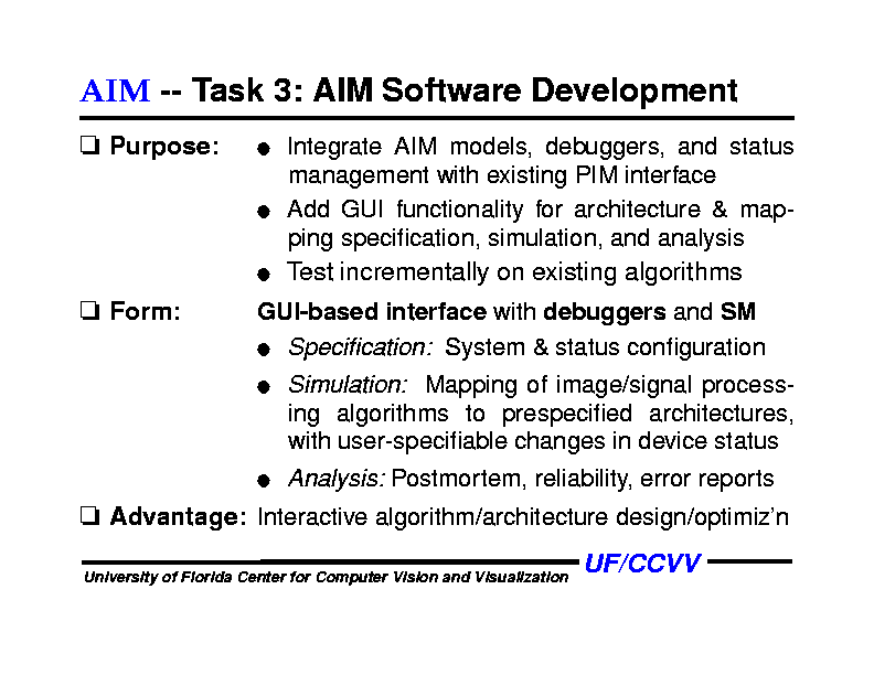 UF/CCVV AIM Project (DARPA/ITO ACS Program)